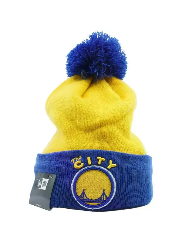 New Era Golden State Warriors Pompom Beanie Hat - Yellow