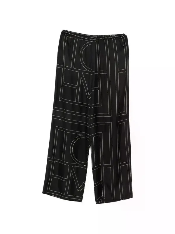 TOTEME Monogram Print Wide-leg Trousers - Black