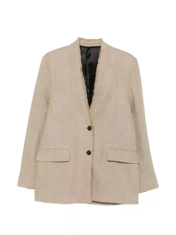 TOTEME Beige Textured Frayed-edge Single-breasted Jacket