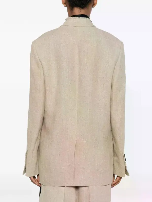 TOTEME Beige Textured Frayed-edge Single-breasted Jacket