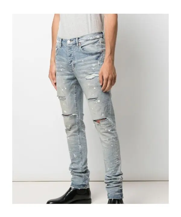 PURPLE BRAND Paint Splatter Slim-fit Jeans - Gray