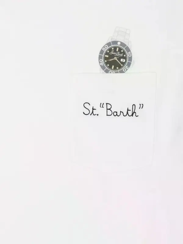 MC2 SAINT BARTH Austin Embroidered-logo Pocket T-shirt - White