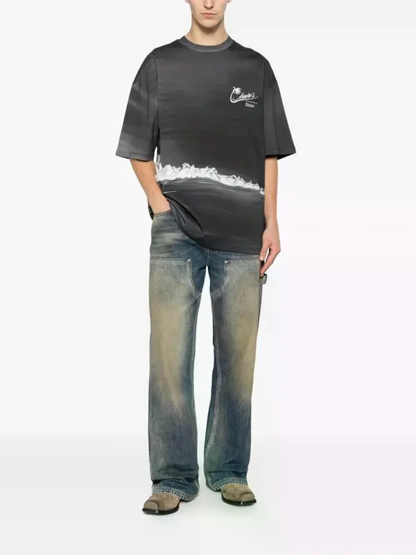 Amiri Palm Tree-print T-shirt - Grey