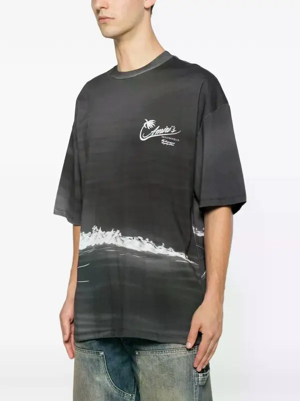 Amiri Palm Tree-print T-shirt - Grey