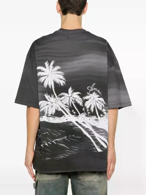 Amiri Palm Tree-print T-shirt - Grey