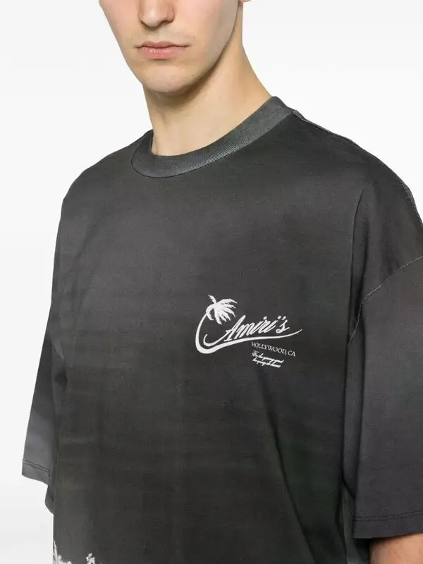 Amiri Palm Tree-print T-shirt - Grey