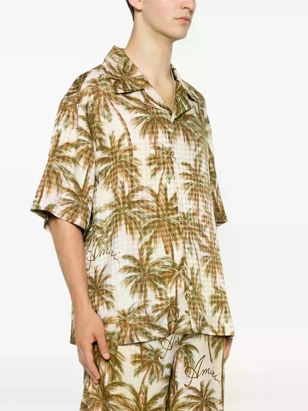 Amiri Palm-tree-print Silk Shirt
