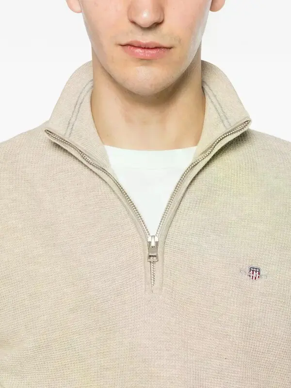 Gant Quarter-zip Logo Embroidered Sweater