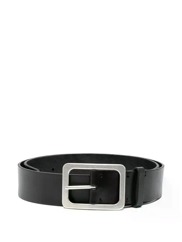Marc O'polo Adjustable Leather Belt With Silver-tone Buckle - Black