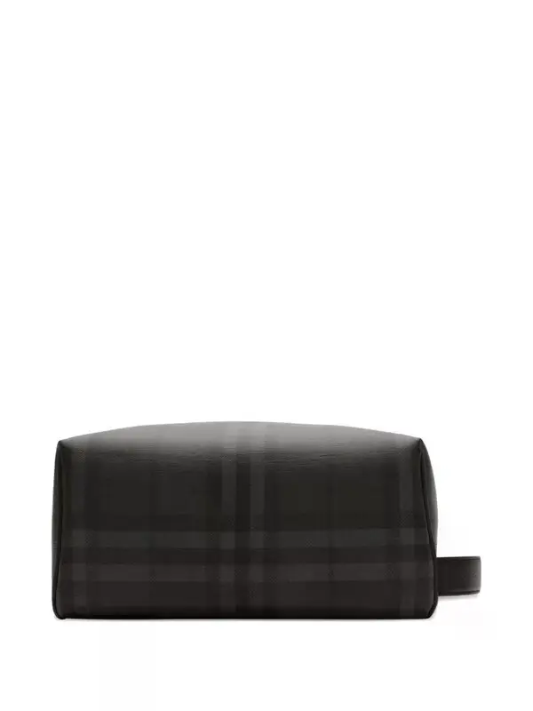 Burberry City Check Travel Pouch With Leather Trim - Grey