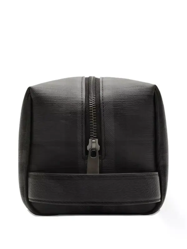 Burberry City Check Travel Pouch With Leather Trim - Grey