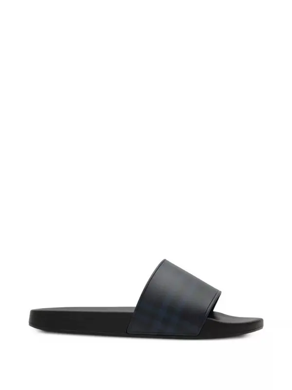 Burberry Check Slides - Blue