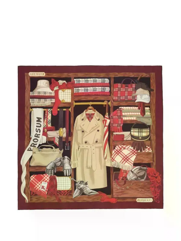 Burberry Wardrobe Silk Scarf - Red