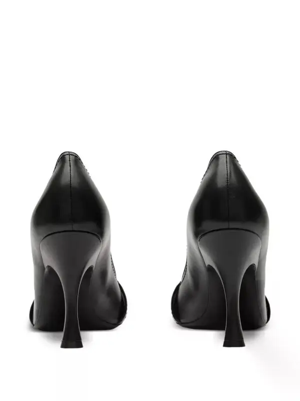 Burberry Leather Stiletto Pumps With Check-engraved Buckle