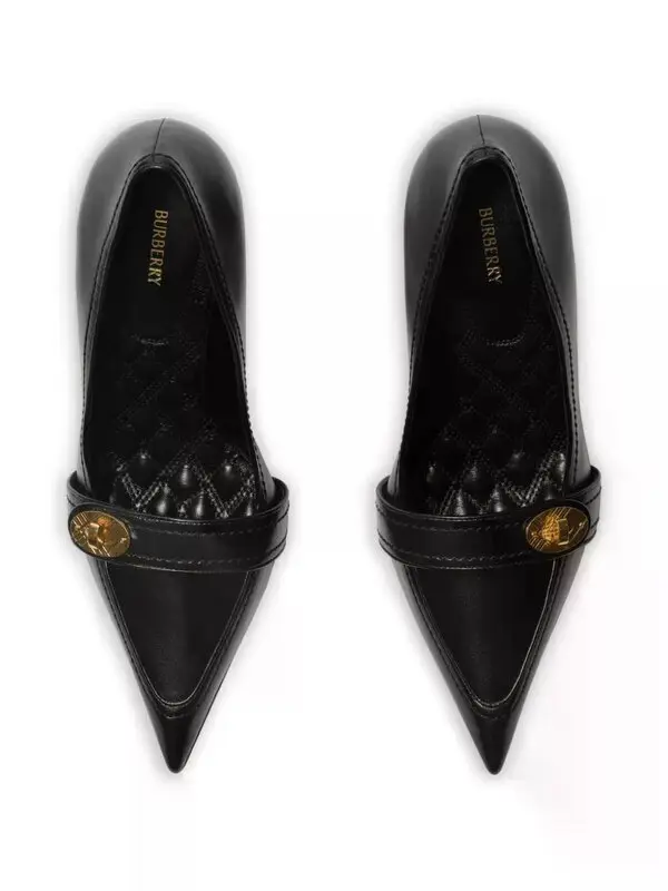 Burberry Leather Stiletto Pumps With Check-engraved Buckle