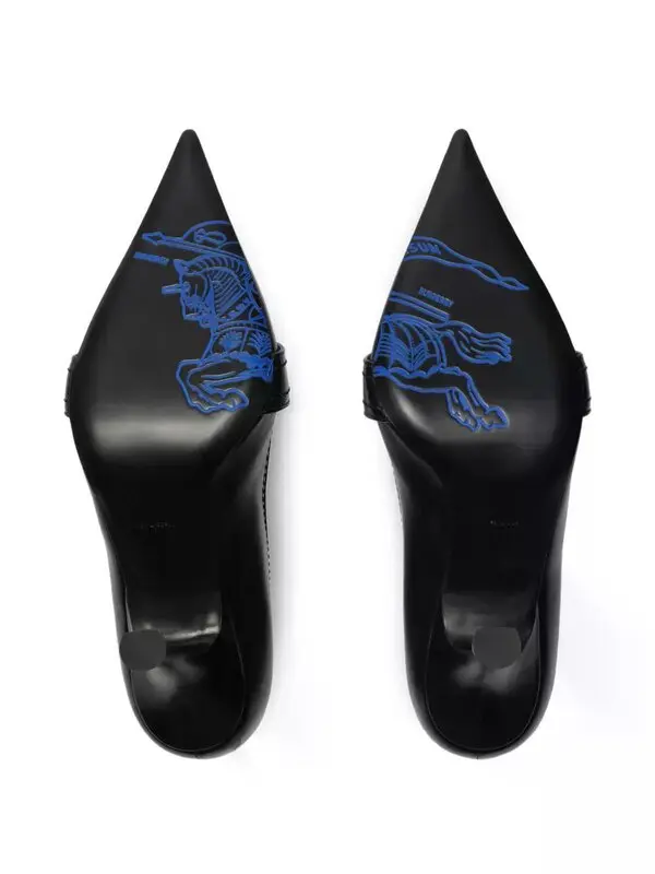 Burberry Leather Stiletto Pumps With Check-engraved Buckle
