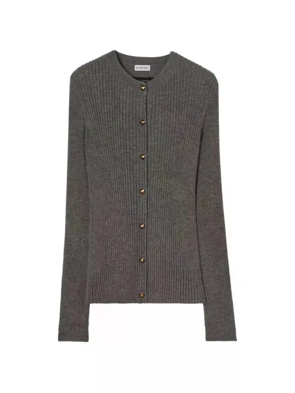 Burberry Ribbed Cashmere Cardigan - Grey