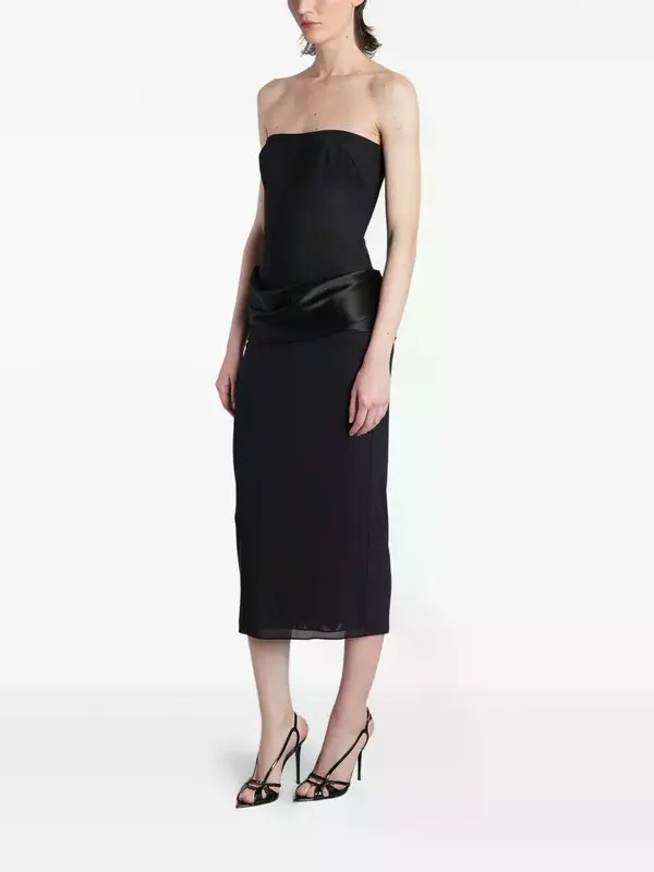 Alex Perry Strapless Midi Dress With Satin Trim