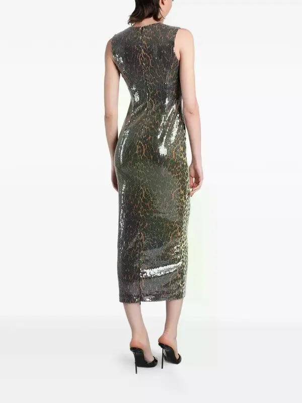Alex Perry Sequin-embellished Leopard-print Midi Dress - Neutrals