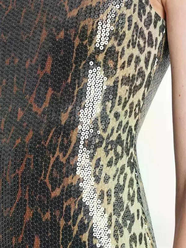 Alex Perry Sequin-embellished Leopard-print Midi Dress - Neutrals
