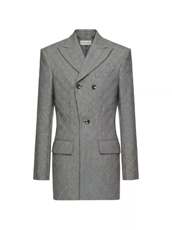 SITUATIONIST Check Double-breasted Blazer