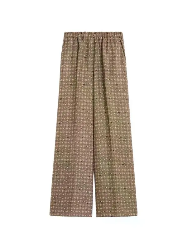 Max Mara Monogram Print Silk Trousers - Brown