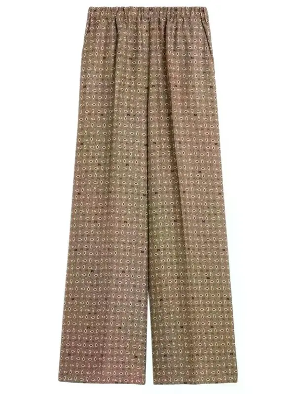 Max Mara Monogram Print Silk Trousers