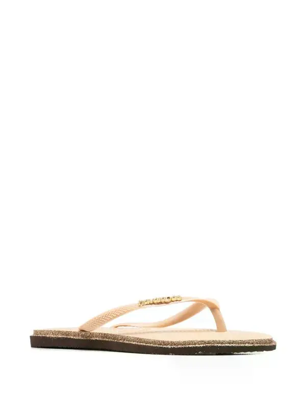 Havaianas Glitter Detail Logo Plaque Flip Flops - Neutrals
