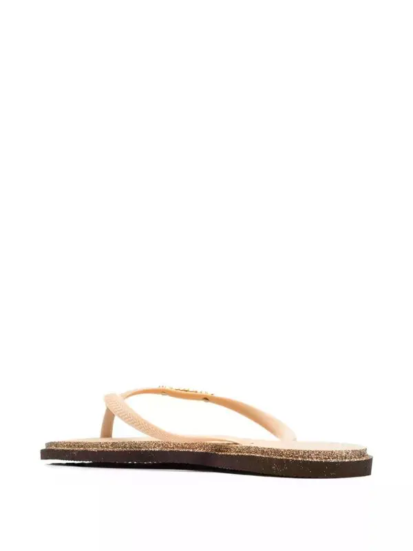 Havaianas Glitter Detail Logo Plaque Flip Flops - Neutrals