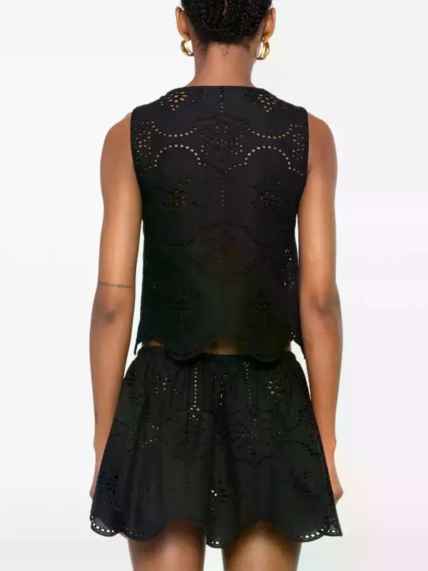 Matteau Broderie Tie-fastening Blouse - Black