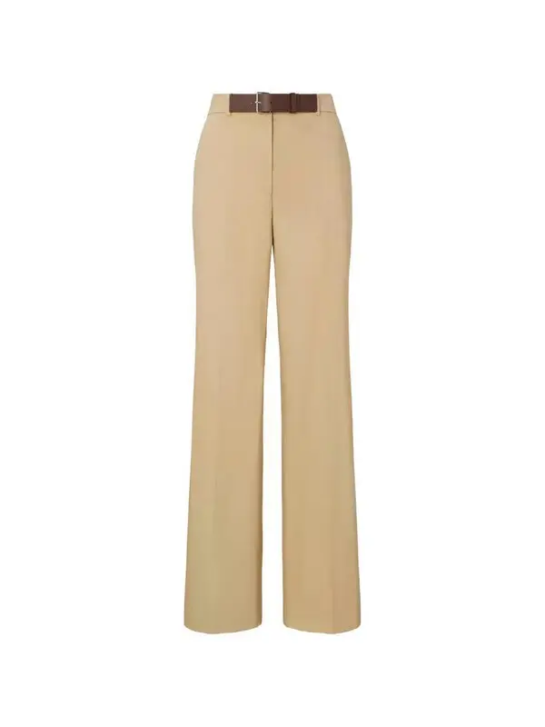 Tory Burch Belted Cotton Wide Leg Trousers - Brown
