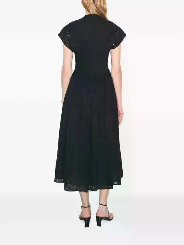 Tory Burch Eyelet Cotton Midi Dress - Black