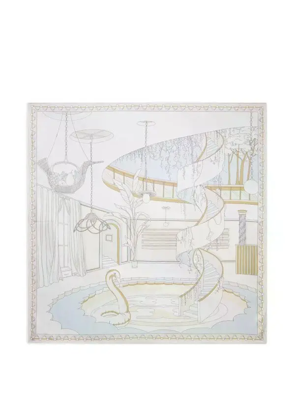 Tory Burch The Pool Silk Square Scarf - Neutrals