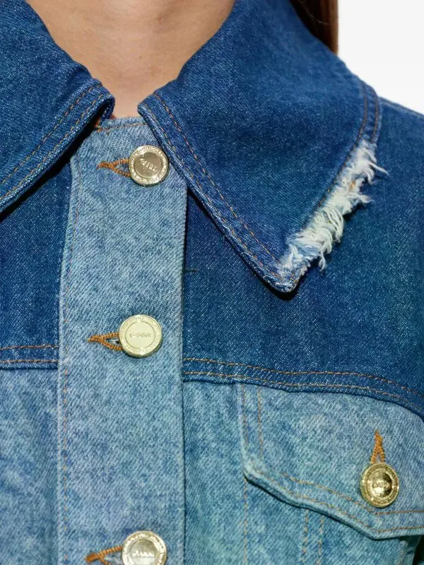 GANNI Panelled Distressed Denim Jacket