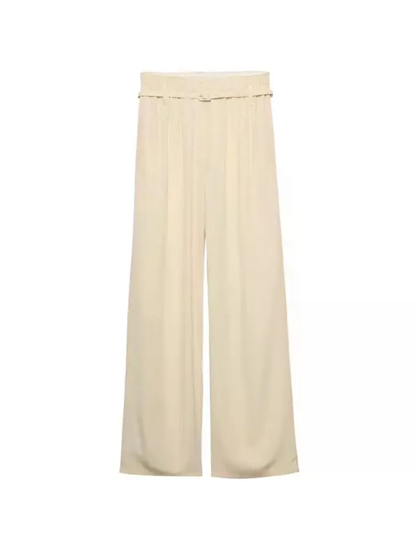 Prada Silk Marocain Wide-leg Belted Trousers