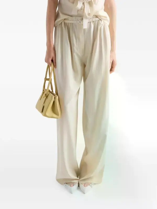 Prada Silk Marocain Wide-leg Belted Trousers