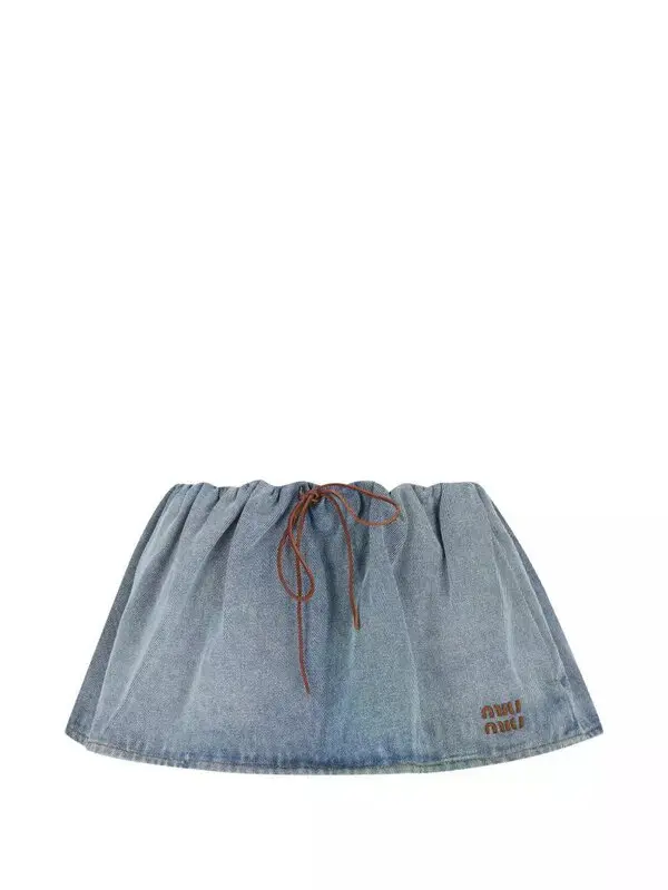 Miu Miu Embroidered Drawstring Mini Skirt