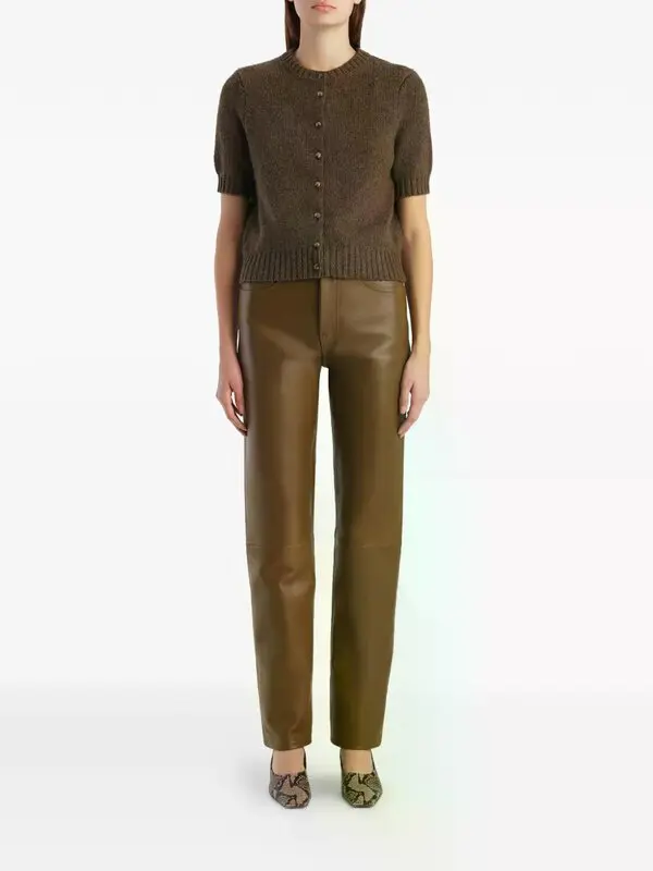 Khaite Nora Short-sleeve Cashmere Cardigan - Brown