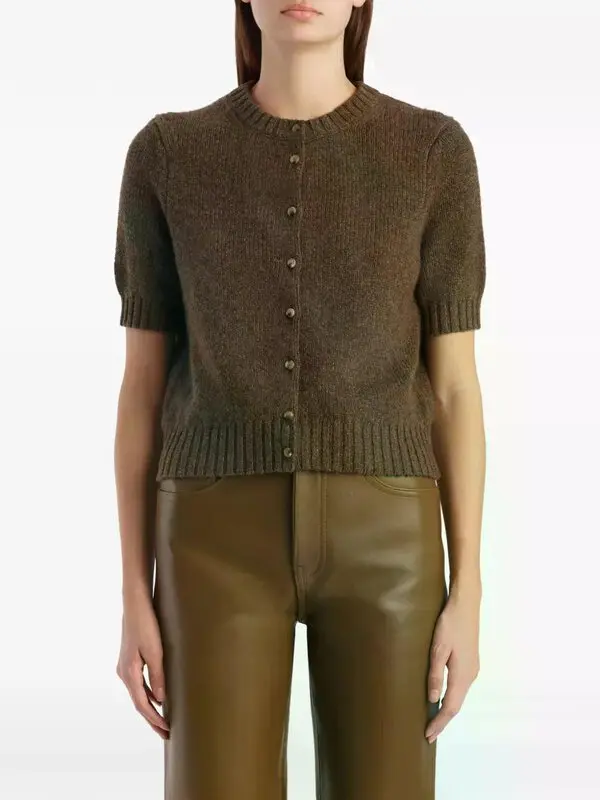 Khaite Nora Short-sleeve Cashmere Cardigan - Brown
