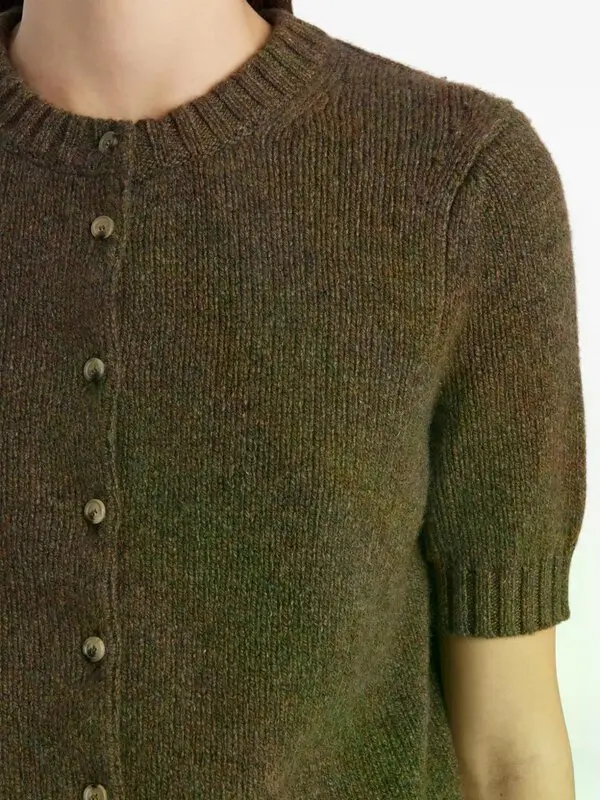 Khaite Nora Short-sleeve Cashmere Cardigan - Brown
