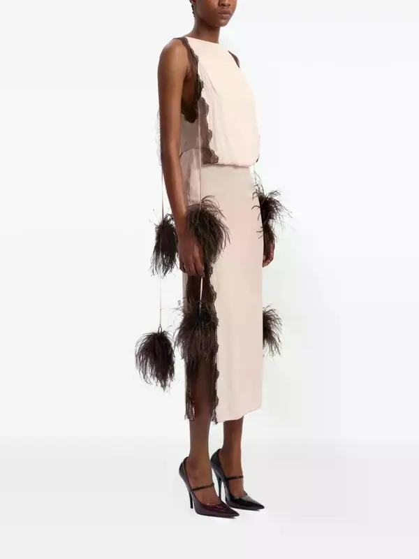 16Arlington Romina Feather-trim Midi Dress - Pink