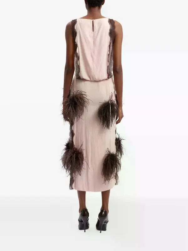 16Arlington Romina Feather-trim Midi Dress