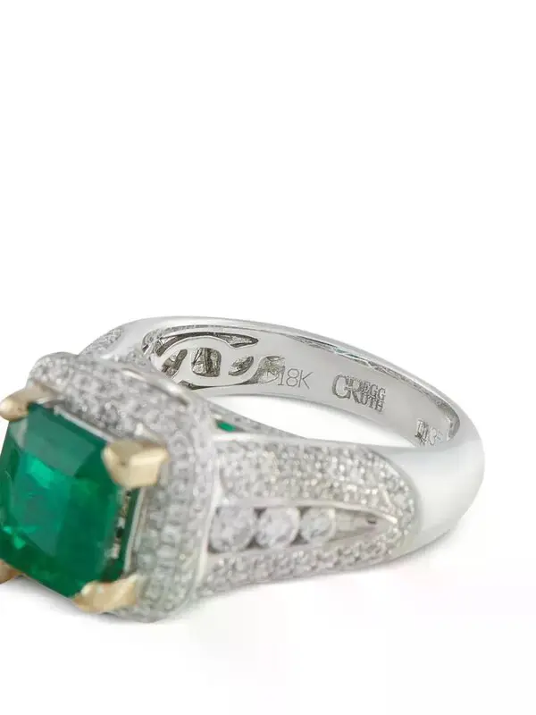 LB EXCLUSIVE Emerald And Diamond Ring In 18k White Gold - Silver