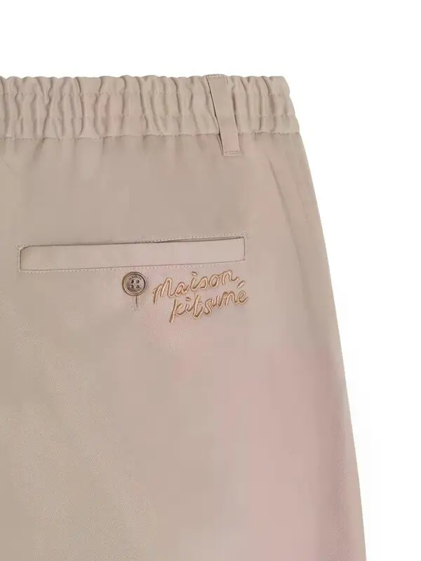 Maison Kitsuné Pleated Cotton Trousers With Elasticated Waist