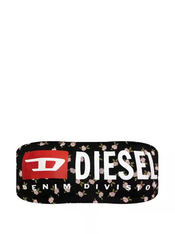 DIESEL® Floral-print Logo-print Bra - Black