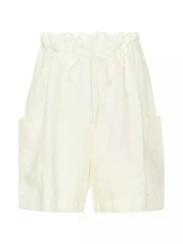 Black Crane Parachute Linen Shorts