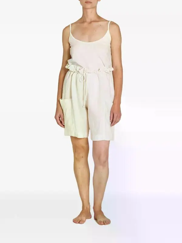 Black Crane Parachute Linen Shorts