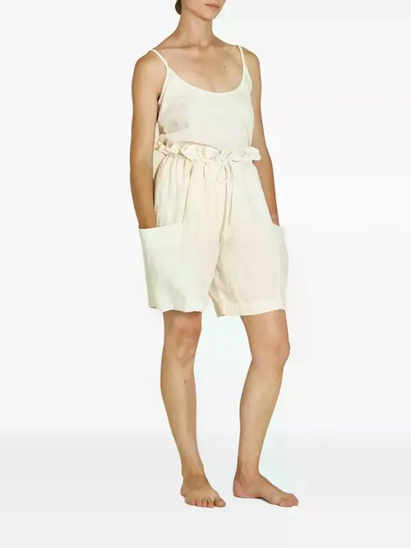 Black Crane Parachute Linen Shorts