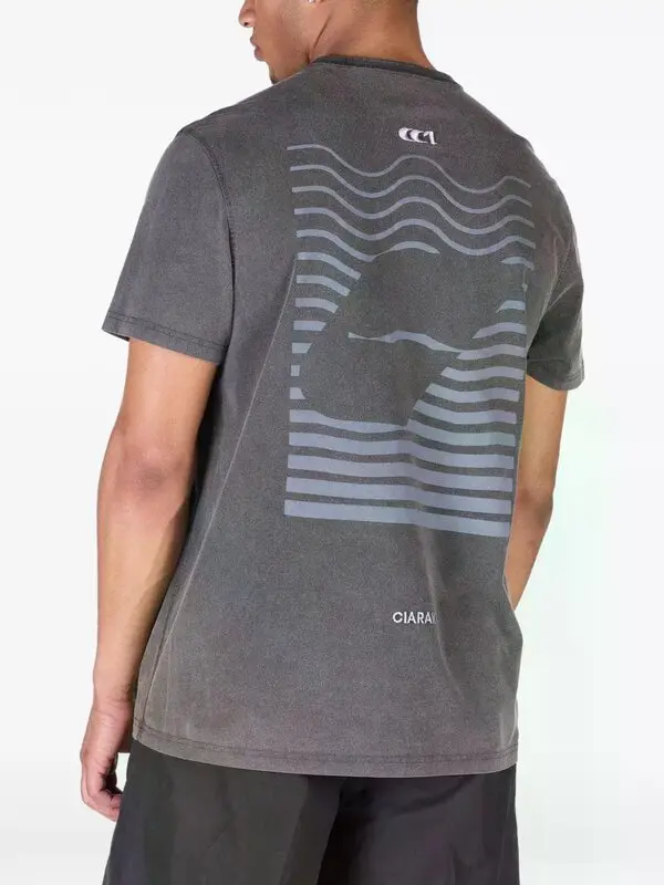 CIARAN Washed-effect Wave Print T-shirt
