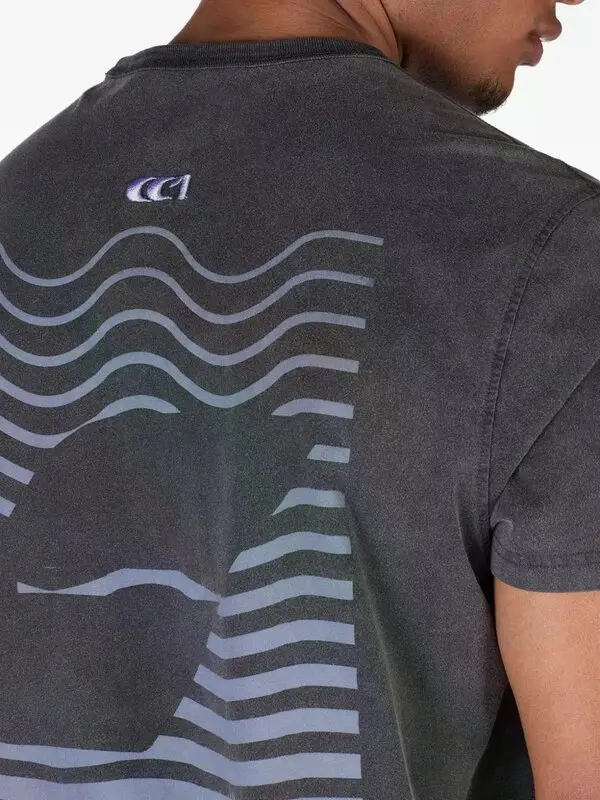CIARAN Washed-effect Wave Print T-shirt